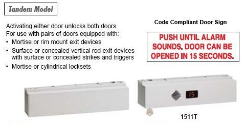 SDC 1511T Exit Check, Delayed Egress, double door, 1650lb